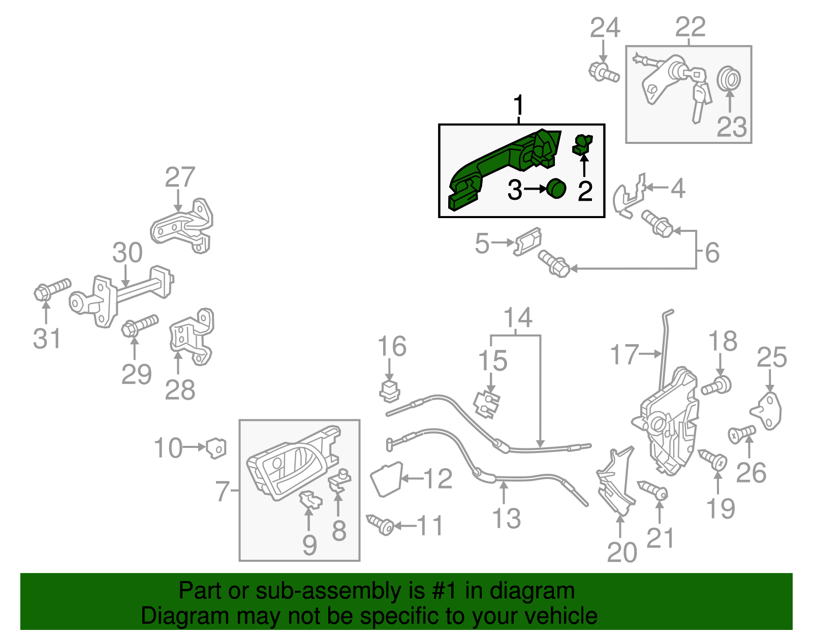 72140-TK8-A21ZE - 2014-2015 Honda Odyssey - Handle Assembly R Front ...