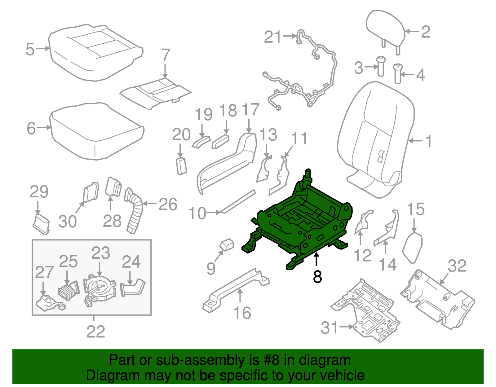 2016-2024 Nissan TITAN XD Seat Frame 87301-EZC4A | OEM Parts Online