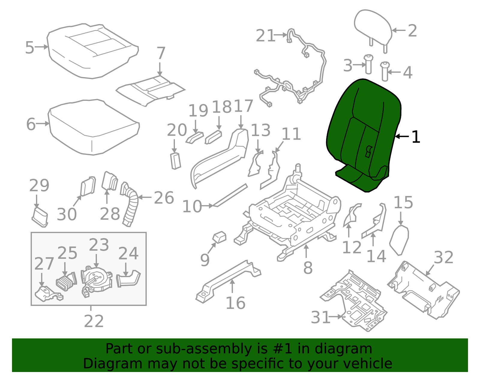 2018 Nissan Seat Back Assembly 87600-9FT6B | QuirkParts