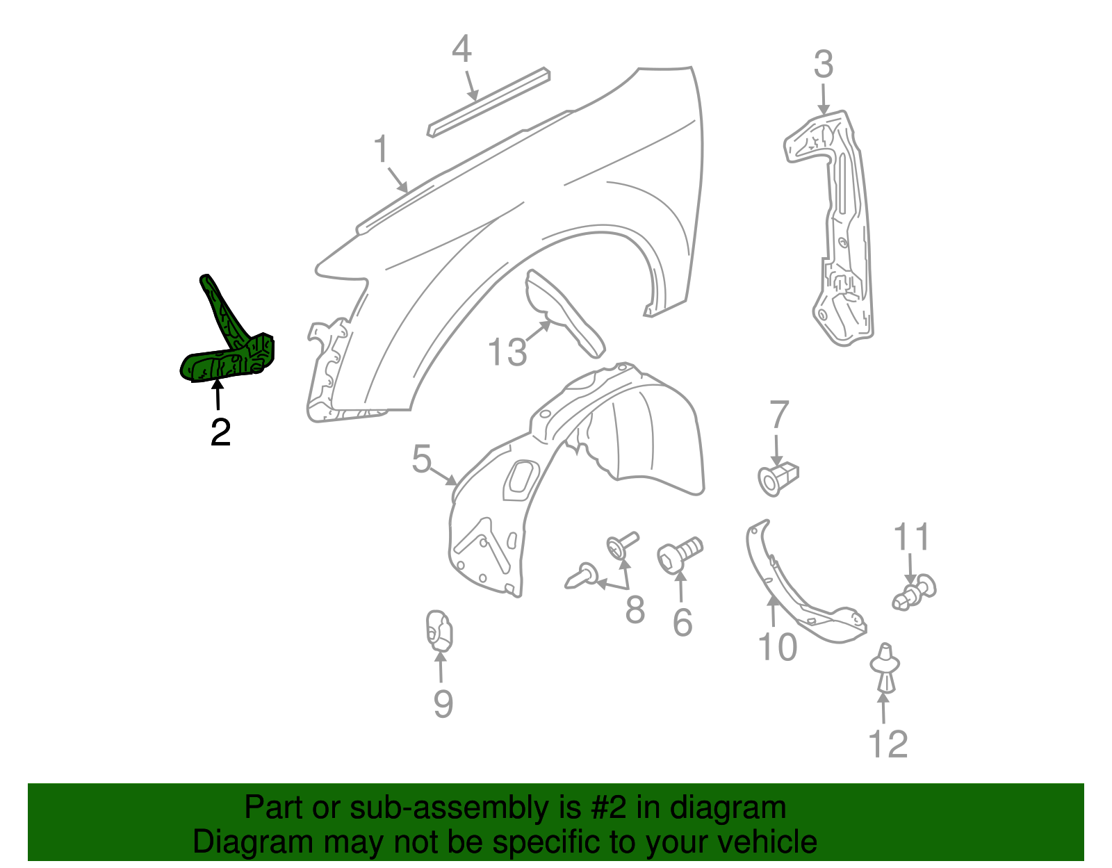 8E0-821-135-C - Fender Front Bracket 2005-2009 Audi | Audi OEM Parts Guy
