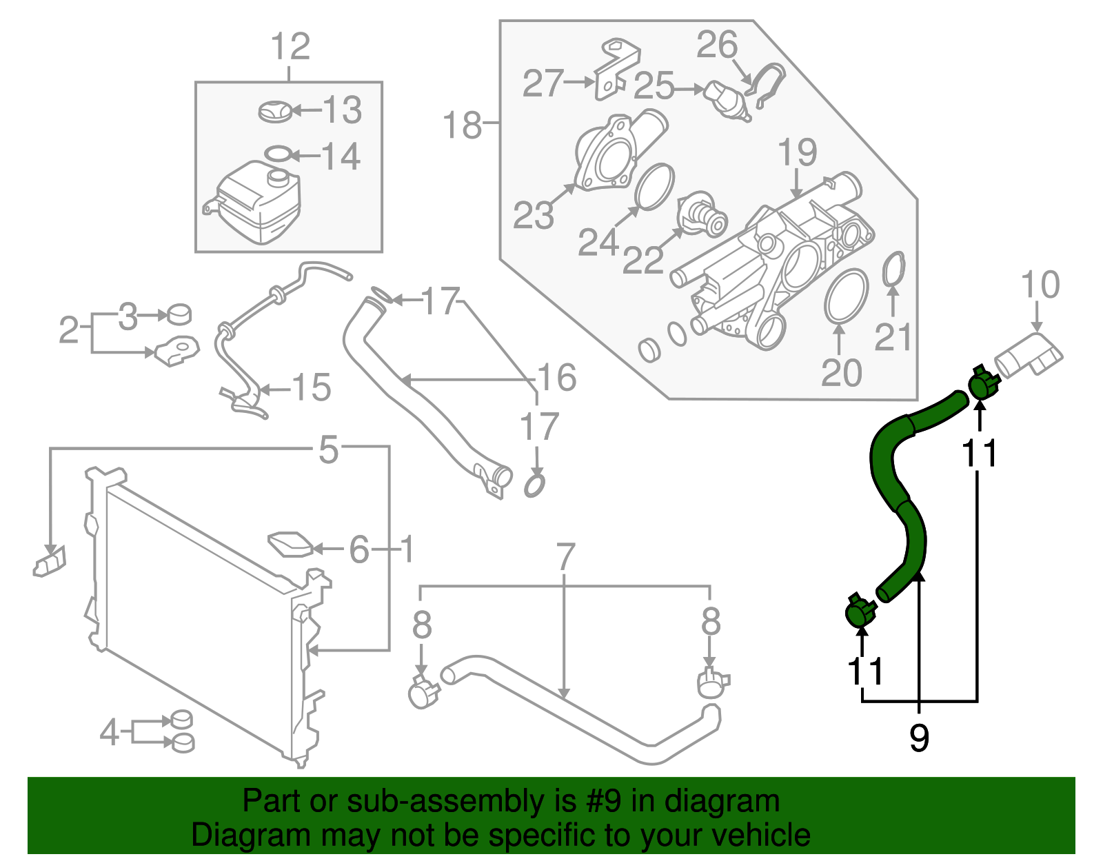25415-4W000 - Hyundai Radiator Coolant Hose 2015-2017 Hyundai Tucson ...