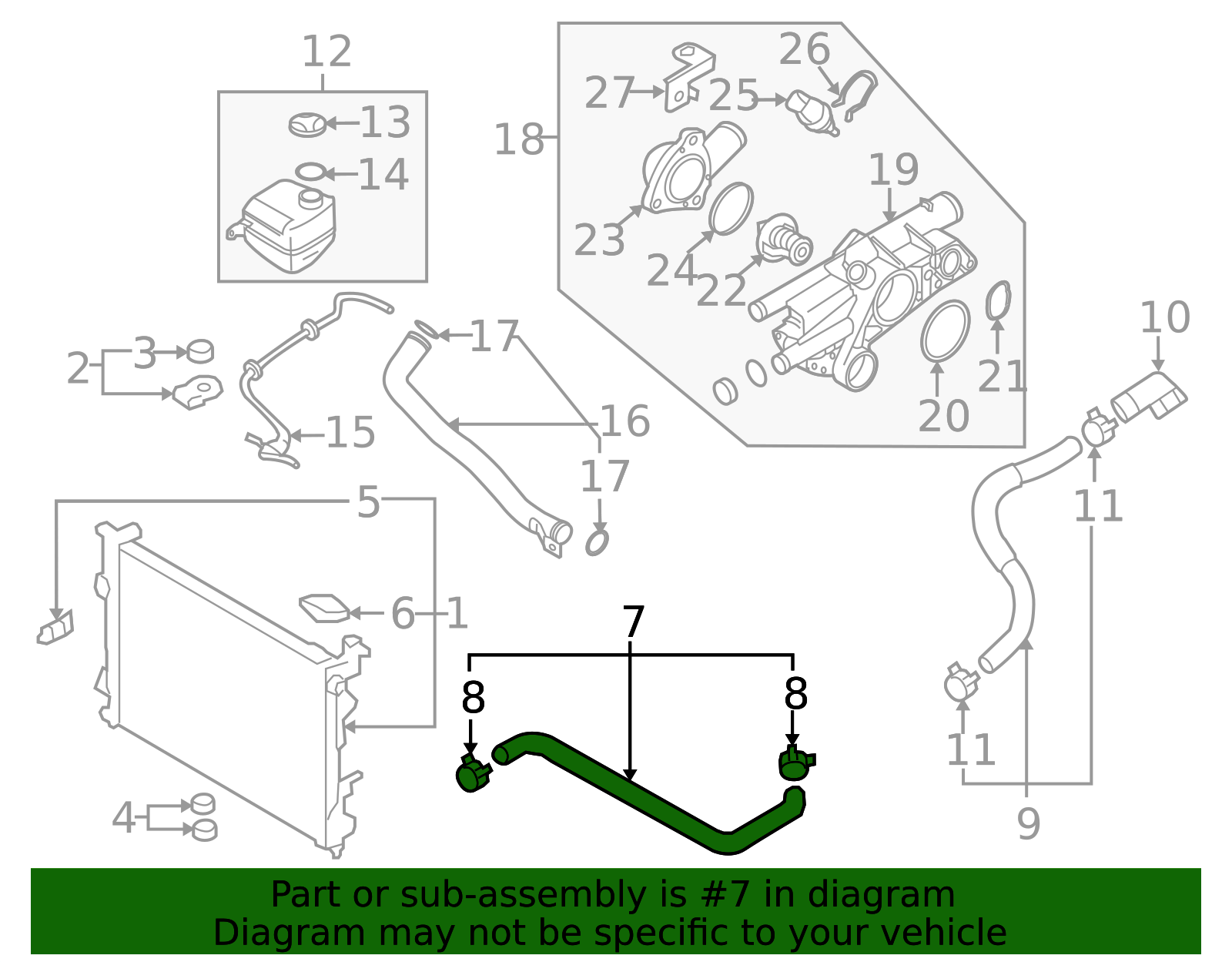 2015-2017 Hyundai Tucson Radiator Coolant Hose 25414-4W000 | OEM Parts ...