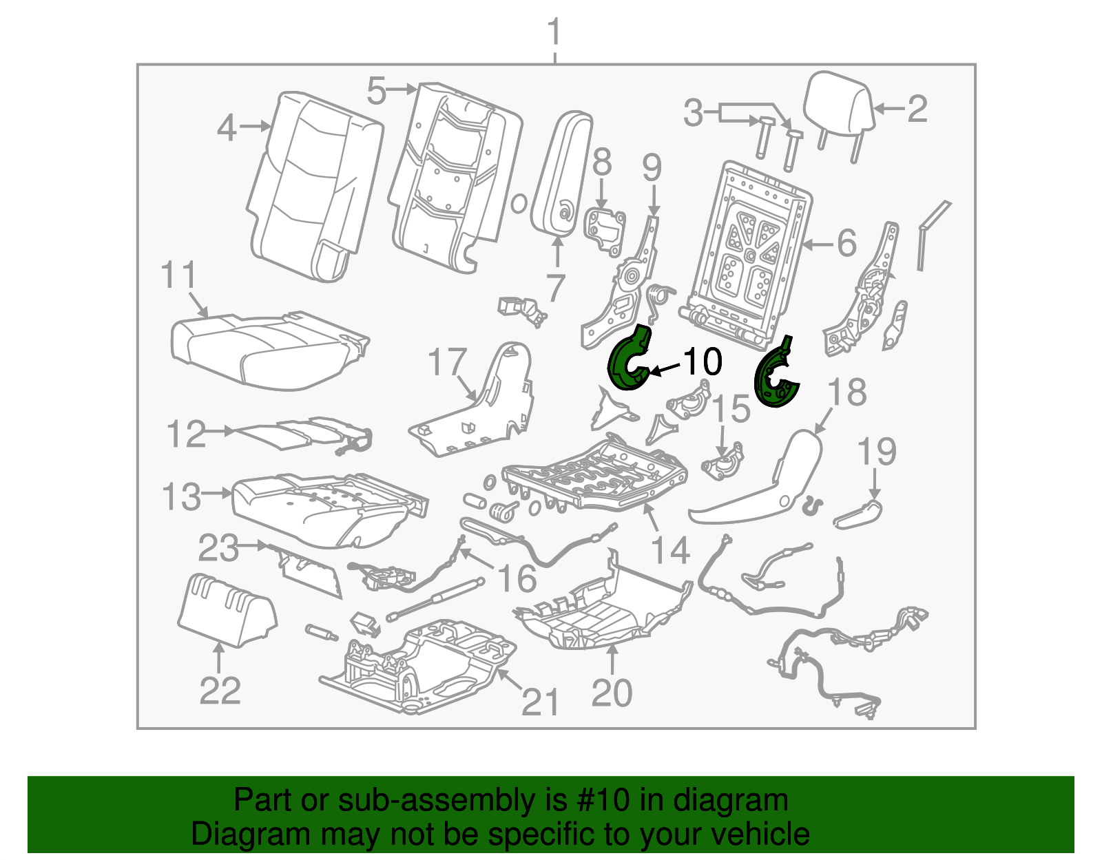 23451971 - Dark Atmosphere Rear Seat Hinge Finish Cover 2015-2020 GM ...