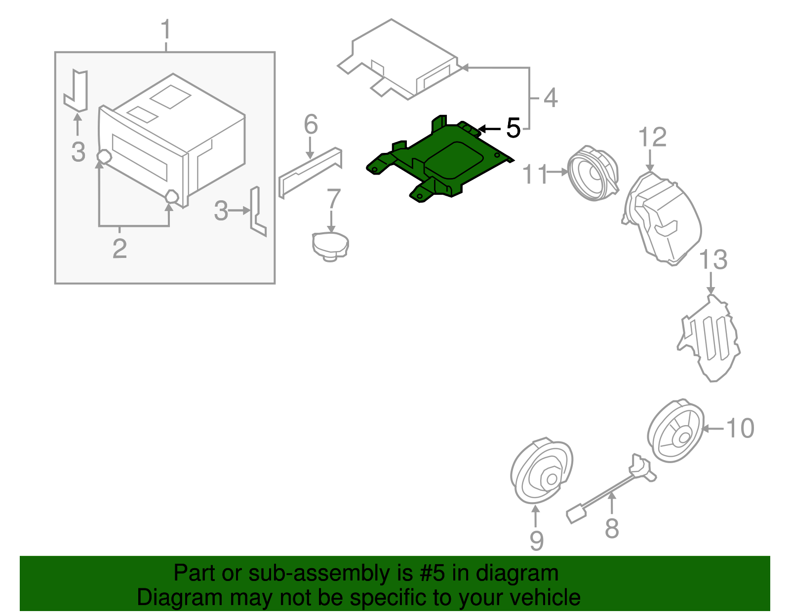 Hyundai - 96320-2B830 - Amplifier Bracket - 2010-2012 Hyundai Santa Fe ...