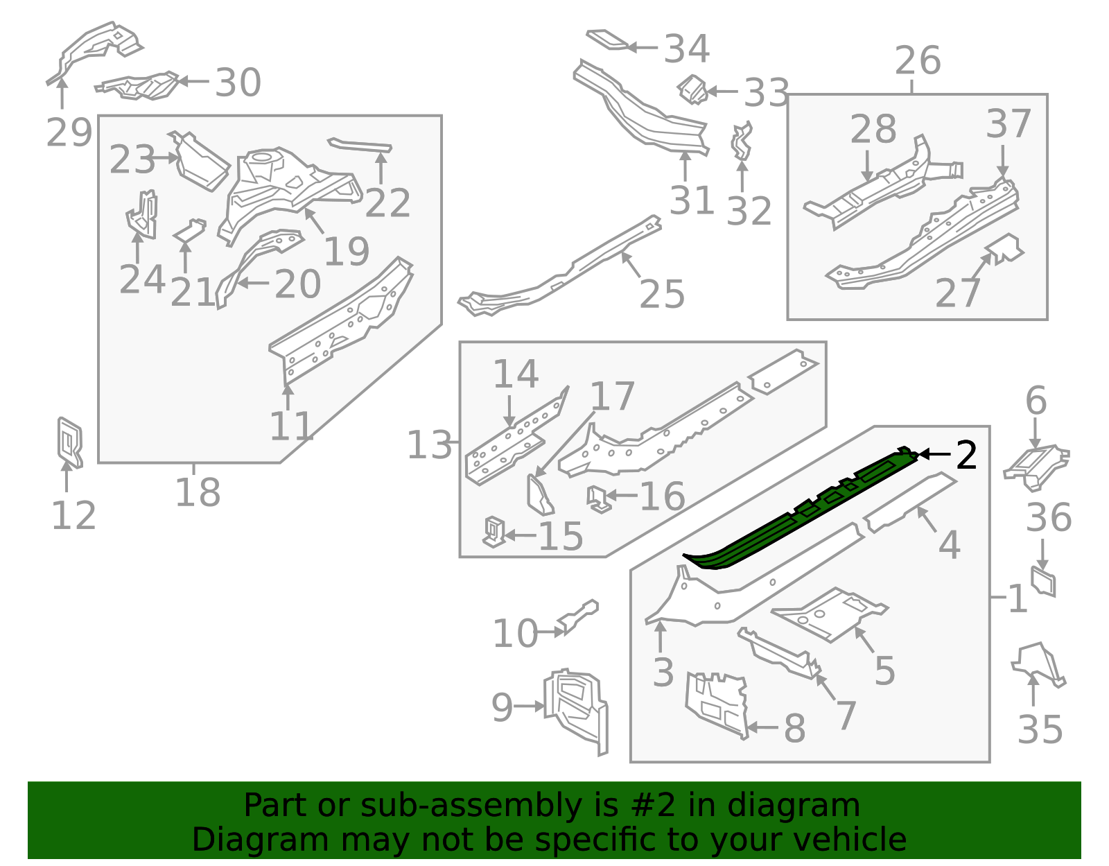 8W0-804-030 - Rear Rail Assembly Inner Reinforced 2017-2025 Audi | Audi ...