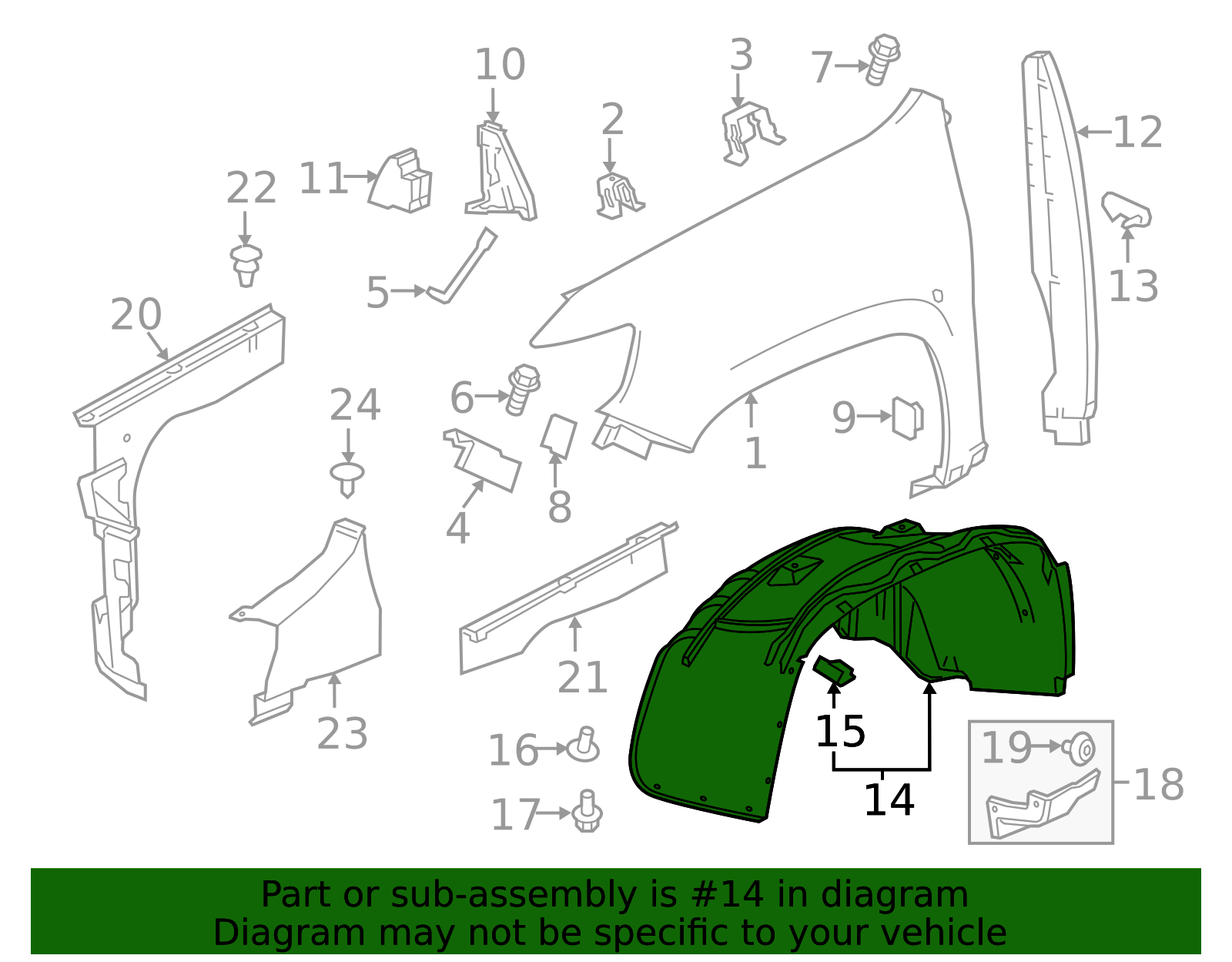 2021-2022 GM (Replaces 84231356) Front Driver Side Wheelhouse Liner ...