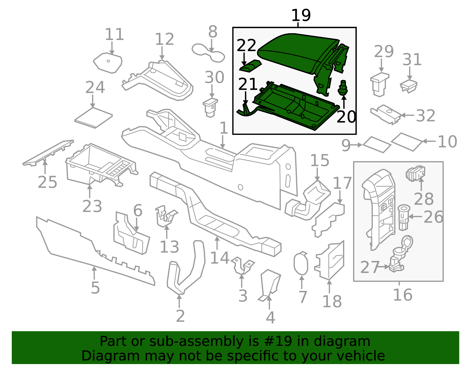 Volkswagen Console Lid - OEM Center Storage Cover - Part #5C6-864-207 ...