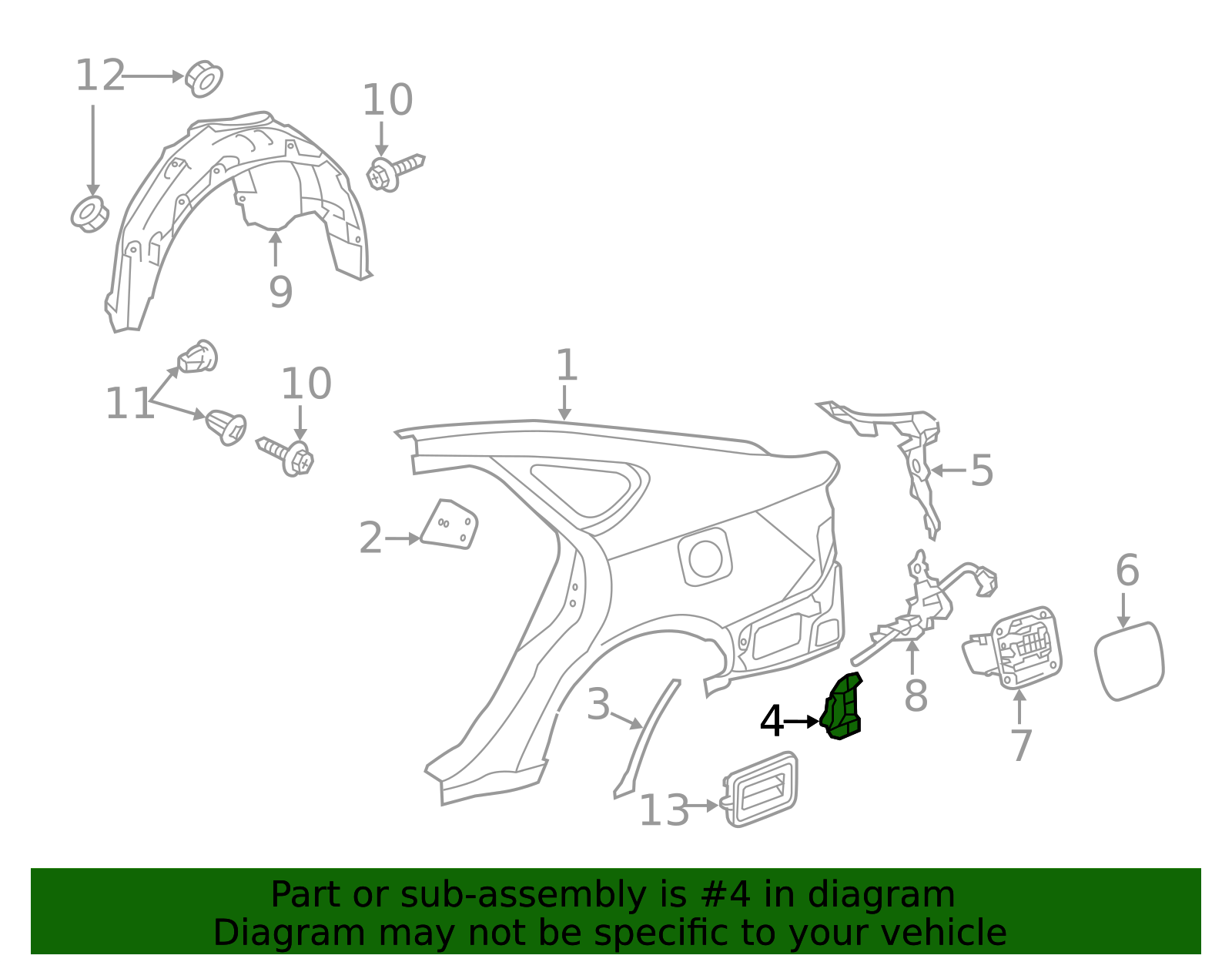 2013-2018 Toyota Quarter Panel Filler 65565-07010 | Toyota Parts Center