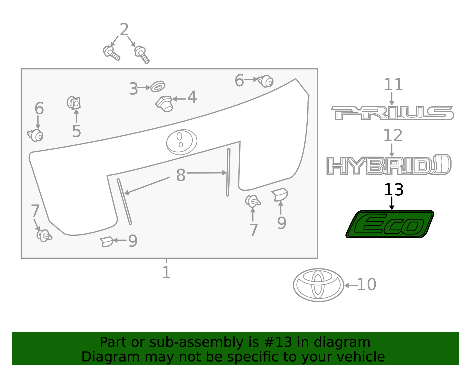 2016-2018 Toyota Prius Hatch Emblem 75444-47040 | Toyota Parts Center