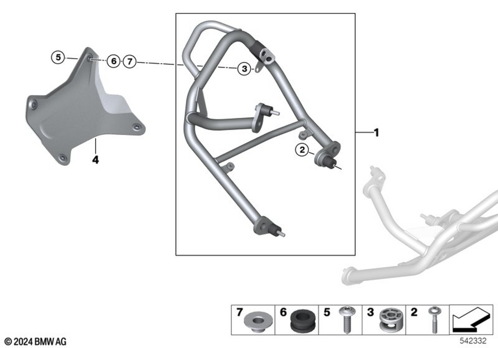 11845A9D3E8 - Right Engine Protection Bar 2023-2025 BMW-Motorrad R 1300 ...