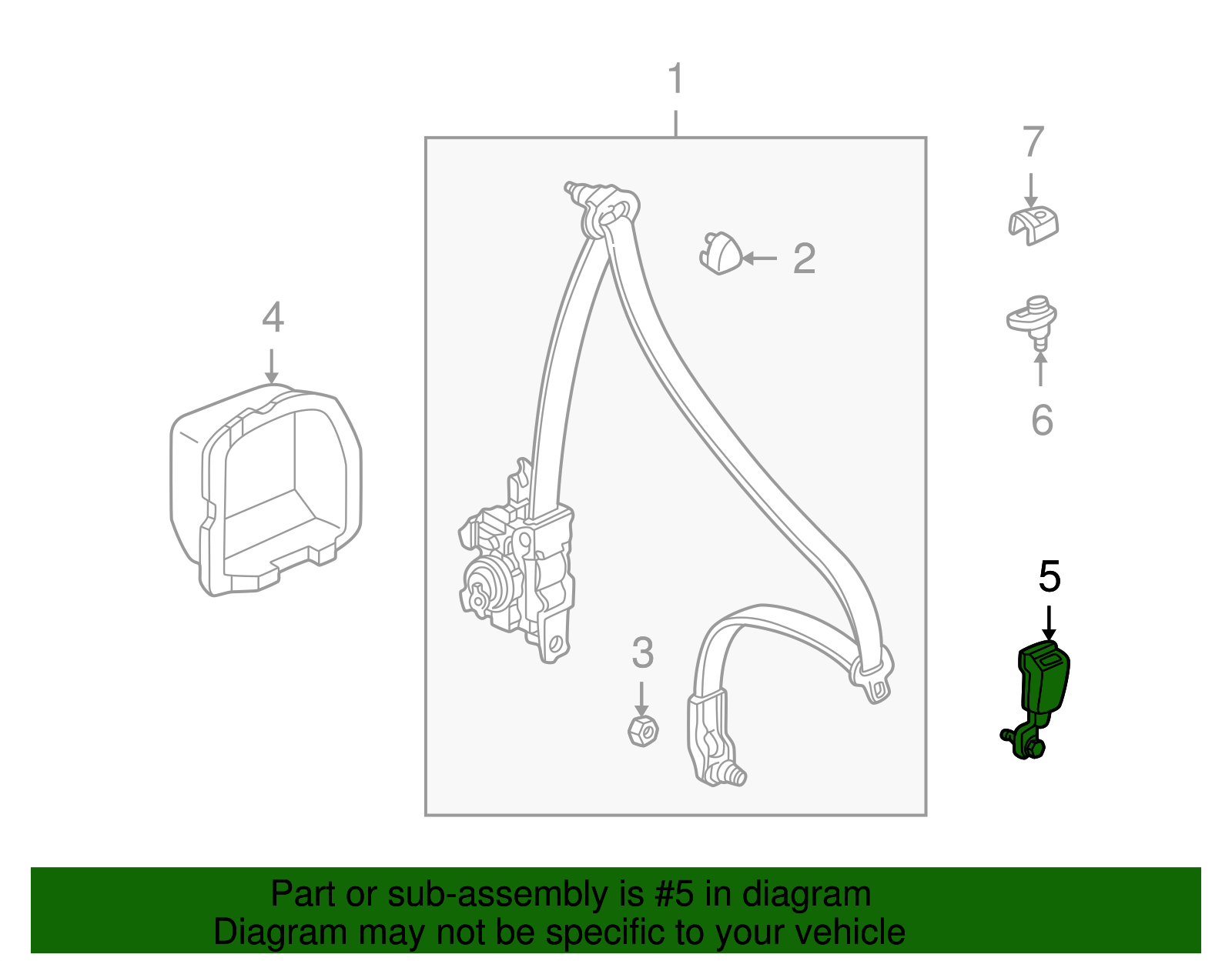 04813-S3Y-A01ZB - Buckle Set R Front Seat Belt *YR233L* (Titanium ...