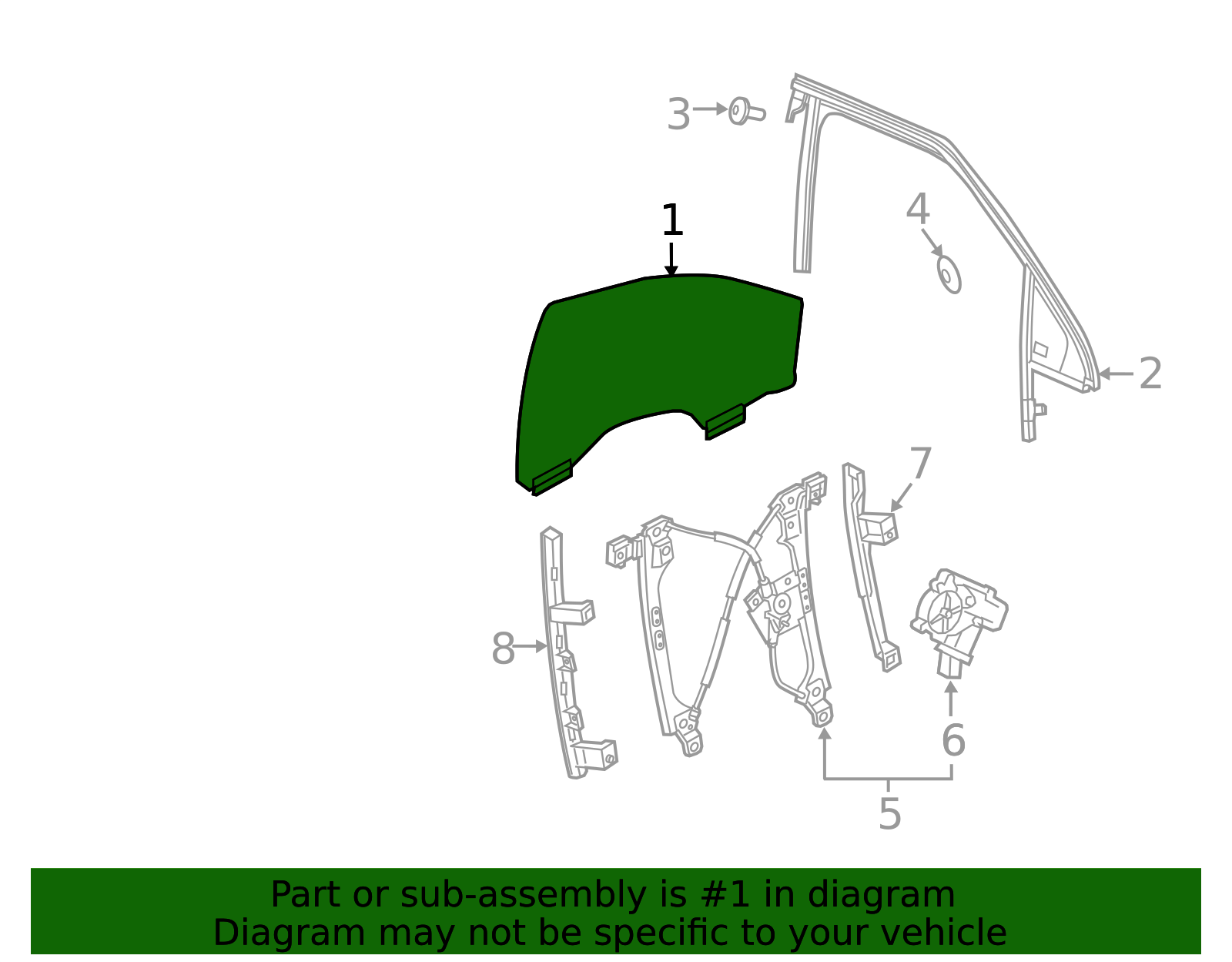 2019-2025 Chevrolet Blazer Front Passenger Side Door Window 84955048 ...