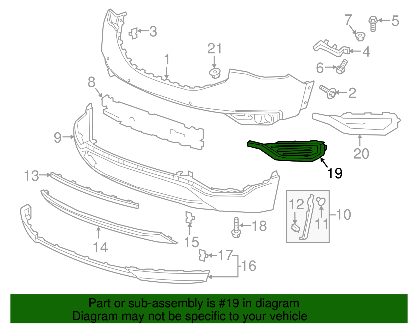2017-2019 GMC Acadia Front Passenger Side Fog Lamp Opening Cover ...
