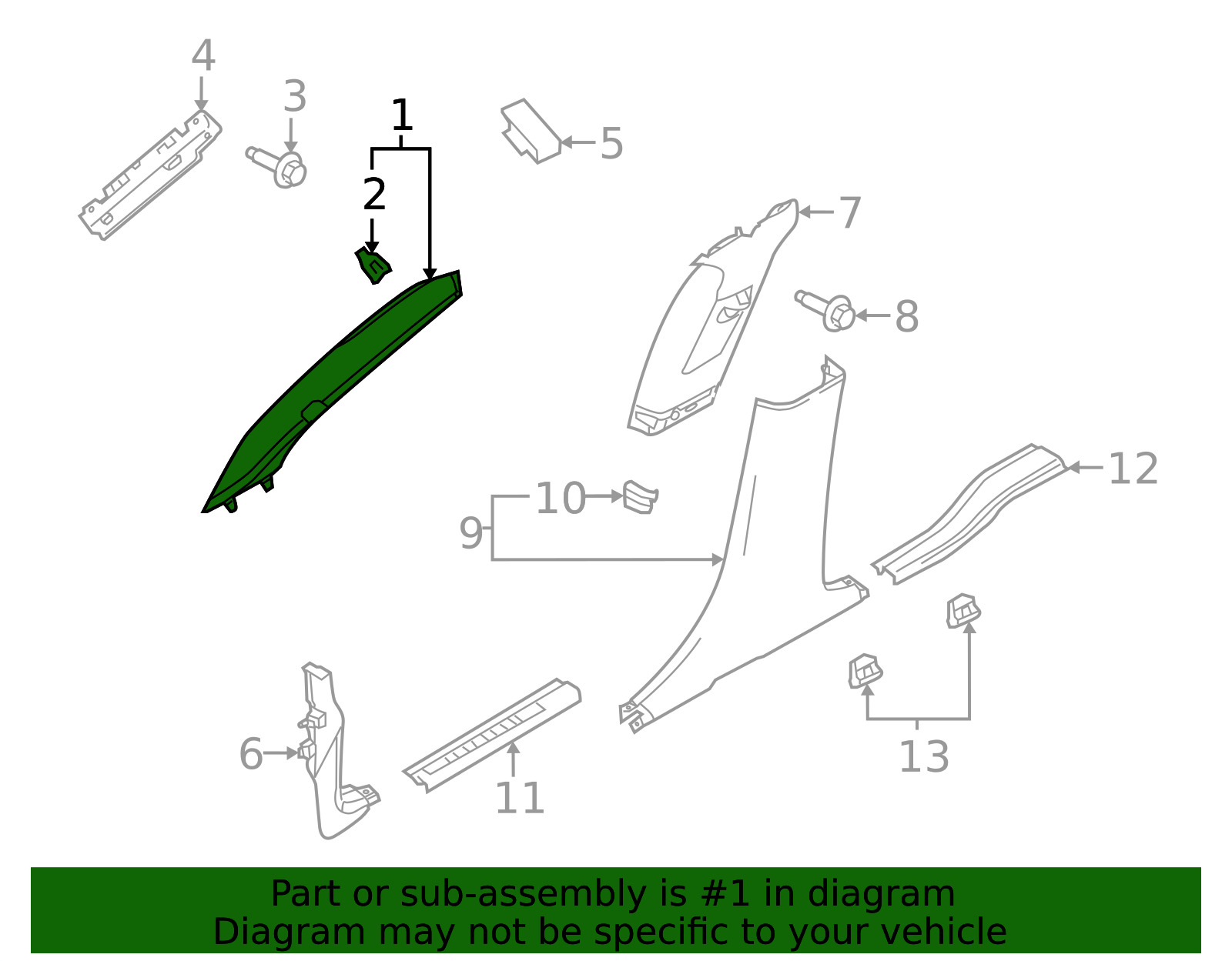 2013-2016 Lincoln MKS Windshield Pillar Trim DA5Z-5403599-AA | Ford OEM ...