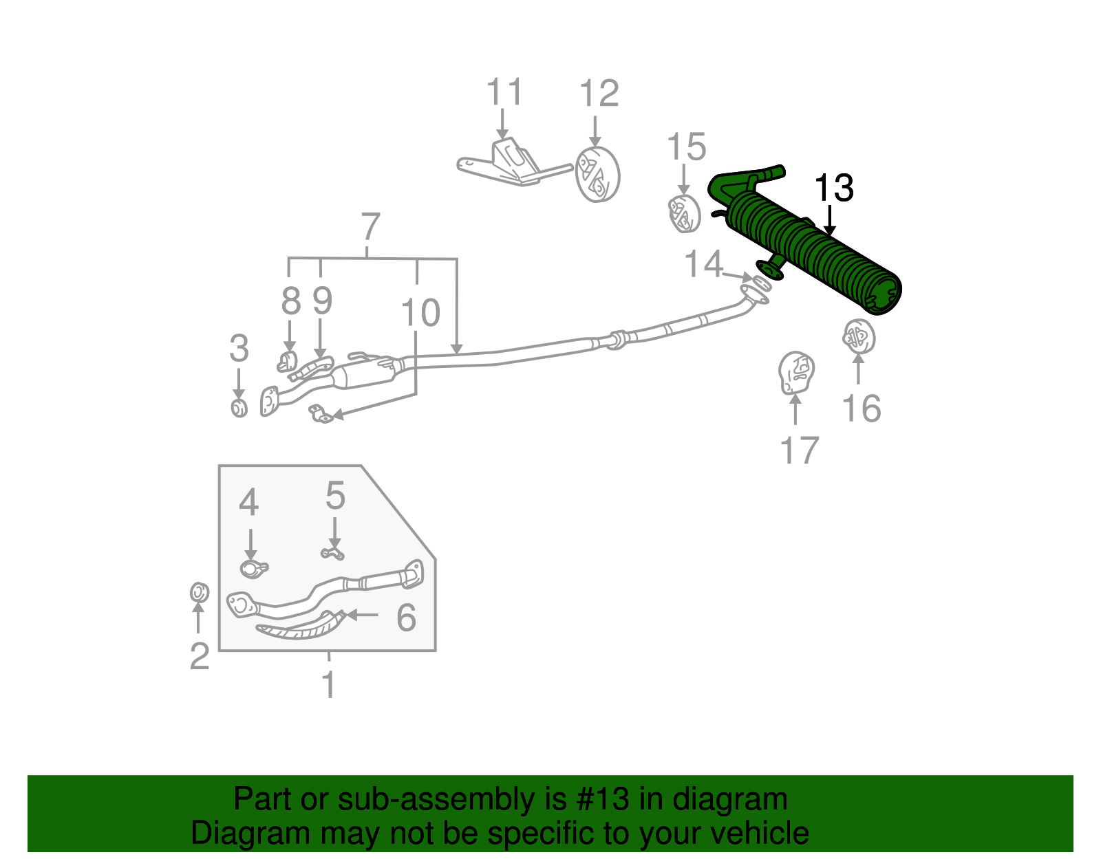 Genuine Toyota Muffler & Tail Pipe part# 17430-28910 for 2004-2005 ...