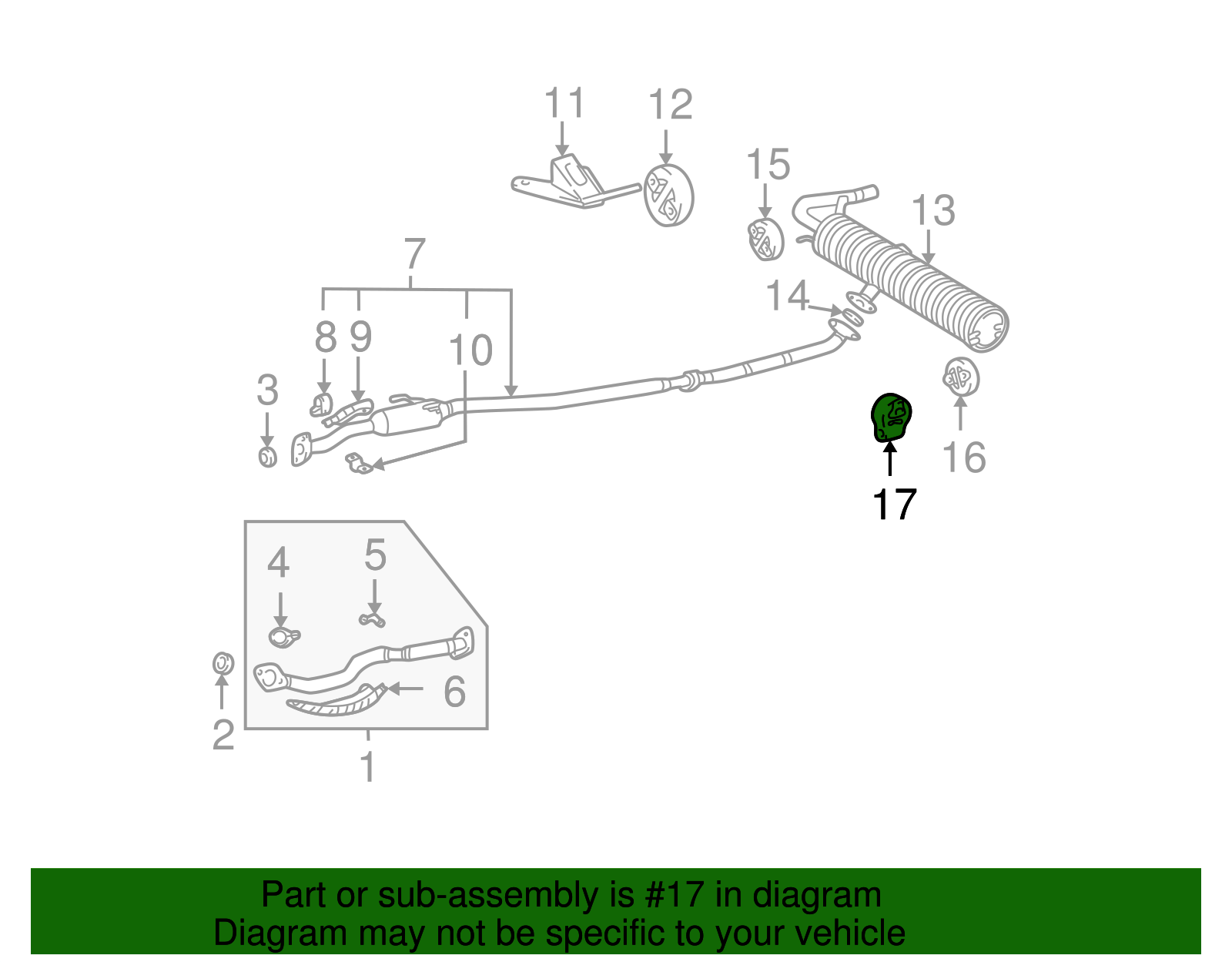 17565-15070 - Muffler & Pipe Rubber Mount - 2001-2005 Toyota RAV4 ...