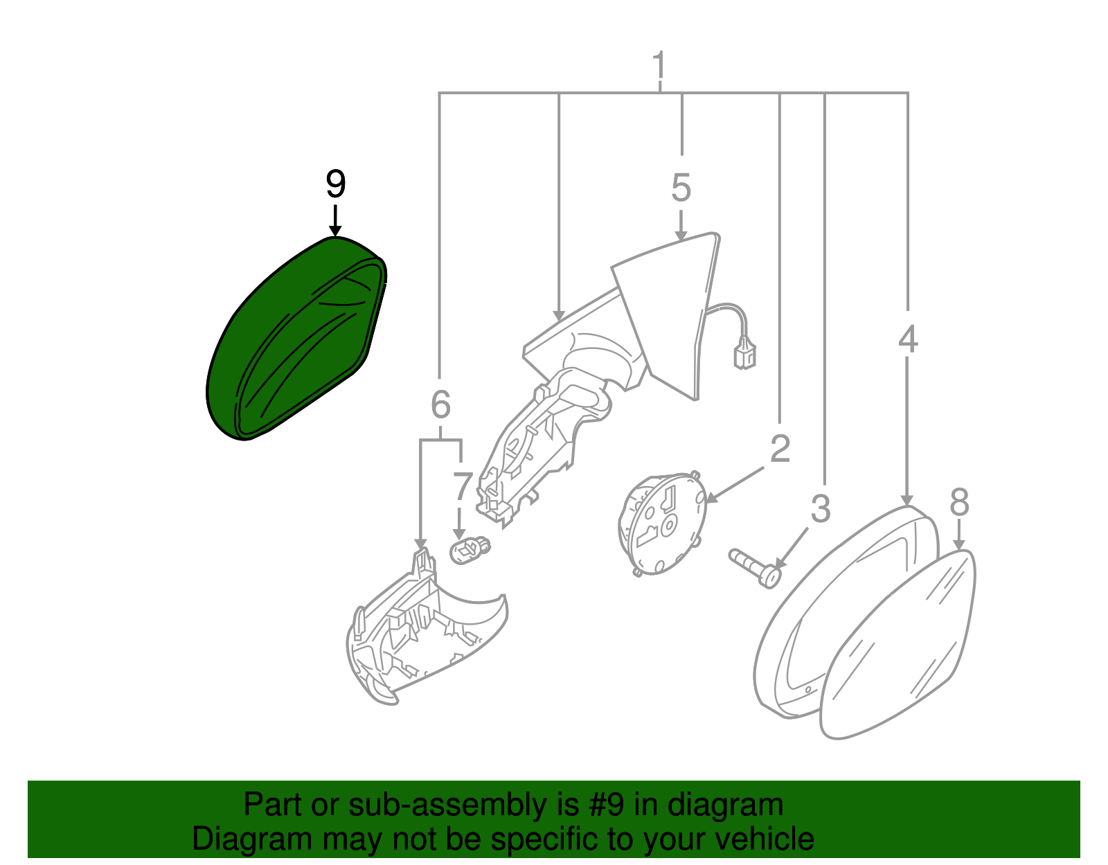 2009-2018 Volkswagen Mirror Cover 5N0-857-537-GRU | VW Direct Auto Parts
