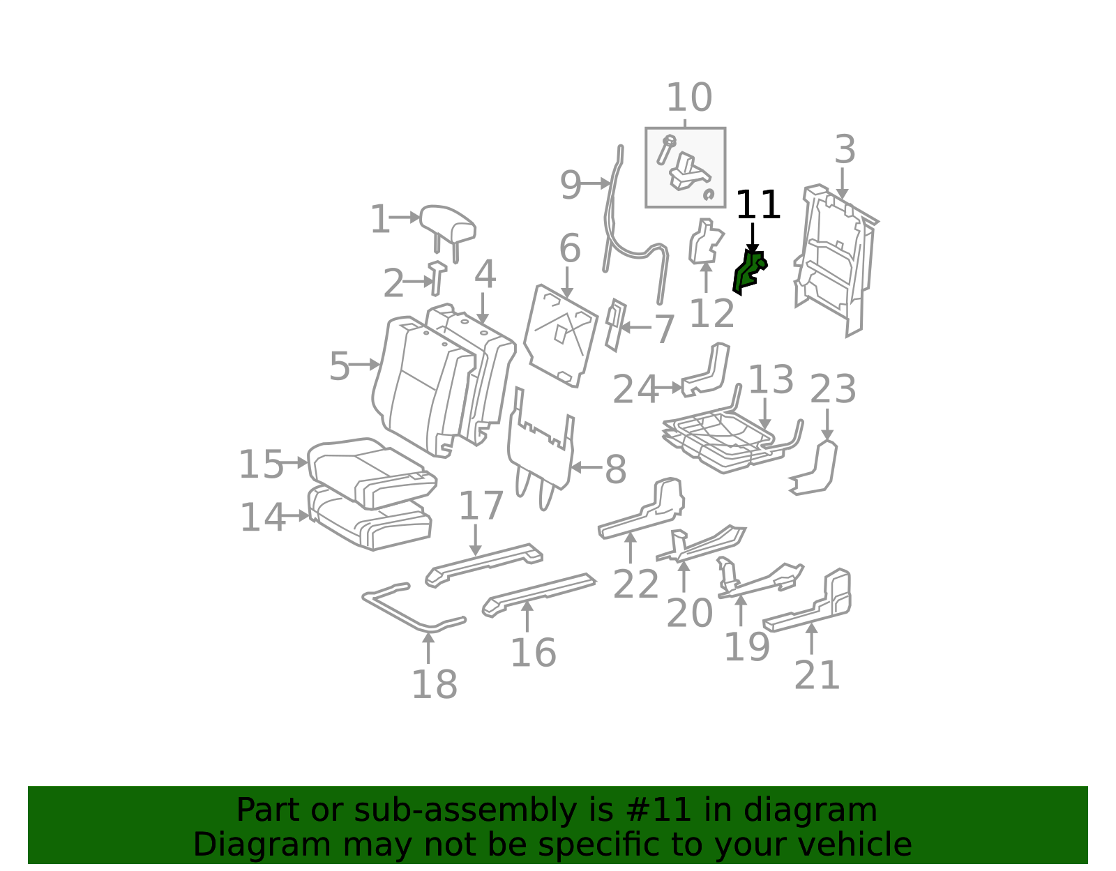 2007-2013 Toyota Tundra Seat Back Recliner Adjustment Mechanism Cover ...