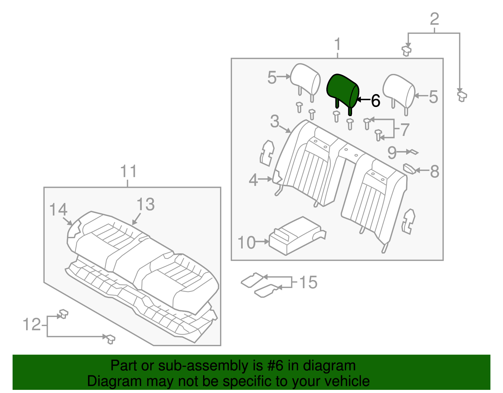 Hyundai - 89700-3M061-RHY - Headrest, Center - 2011-2014 Hyundai ...