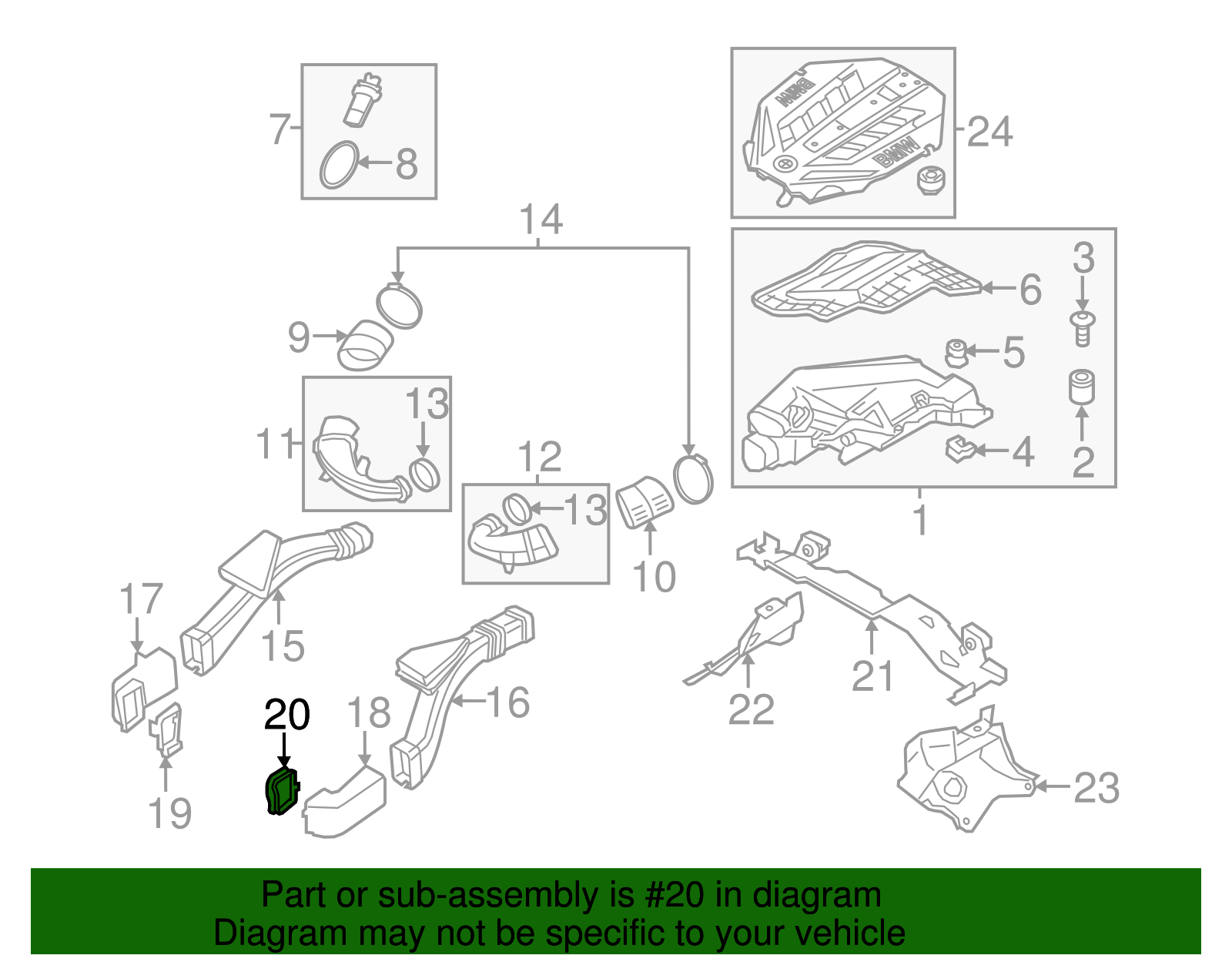 13-71-7-800-154 - Intake Duct Union - 2014-2019 BMW | BMWPartsHub