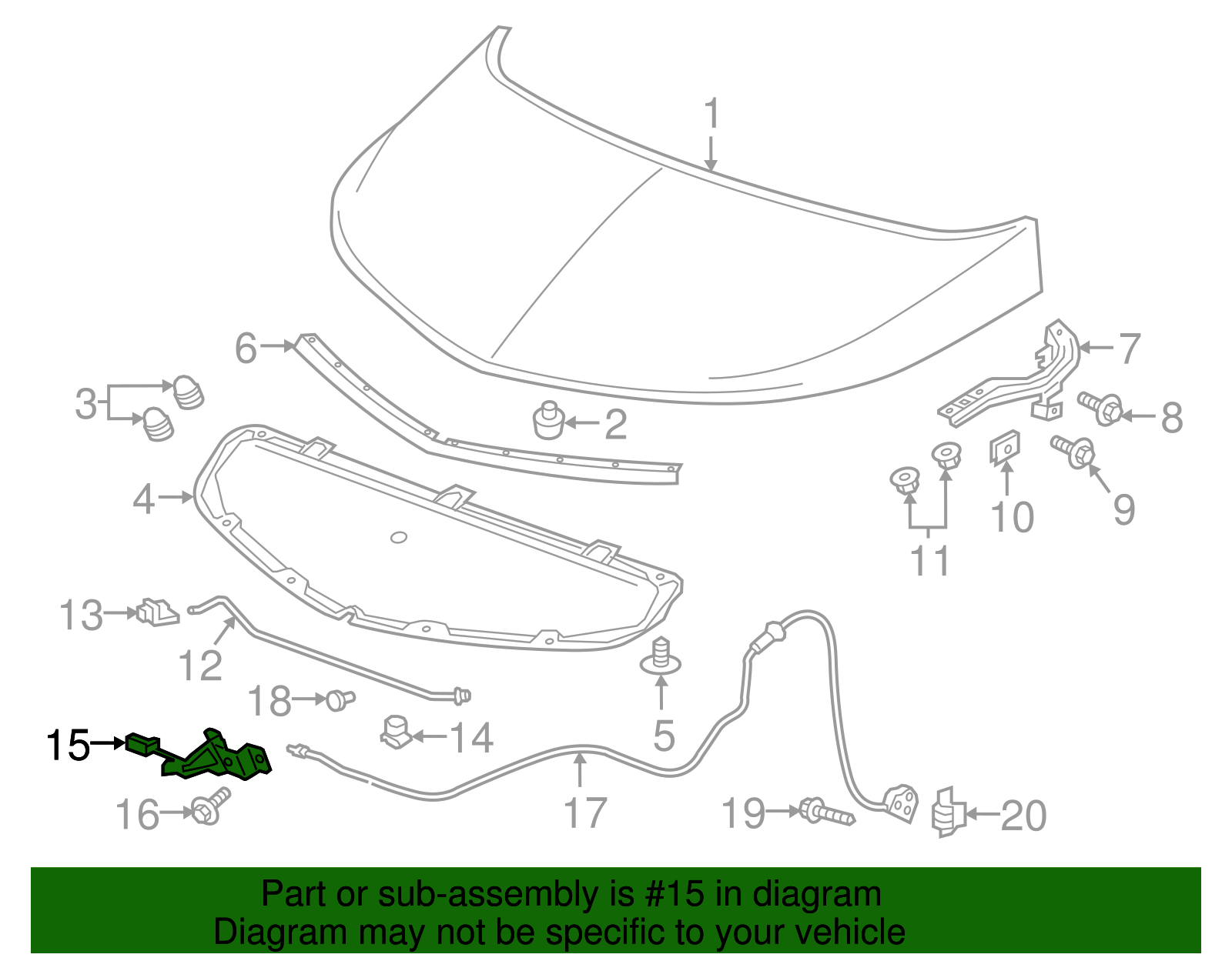 2019-2021 Chevrolet Bolt EV Hood Primary and Secondary Latch 42730979 ...