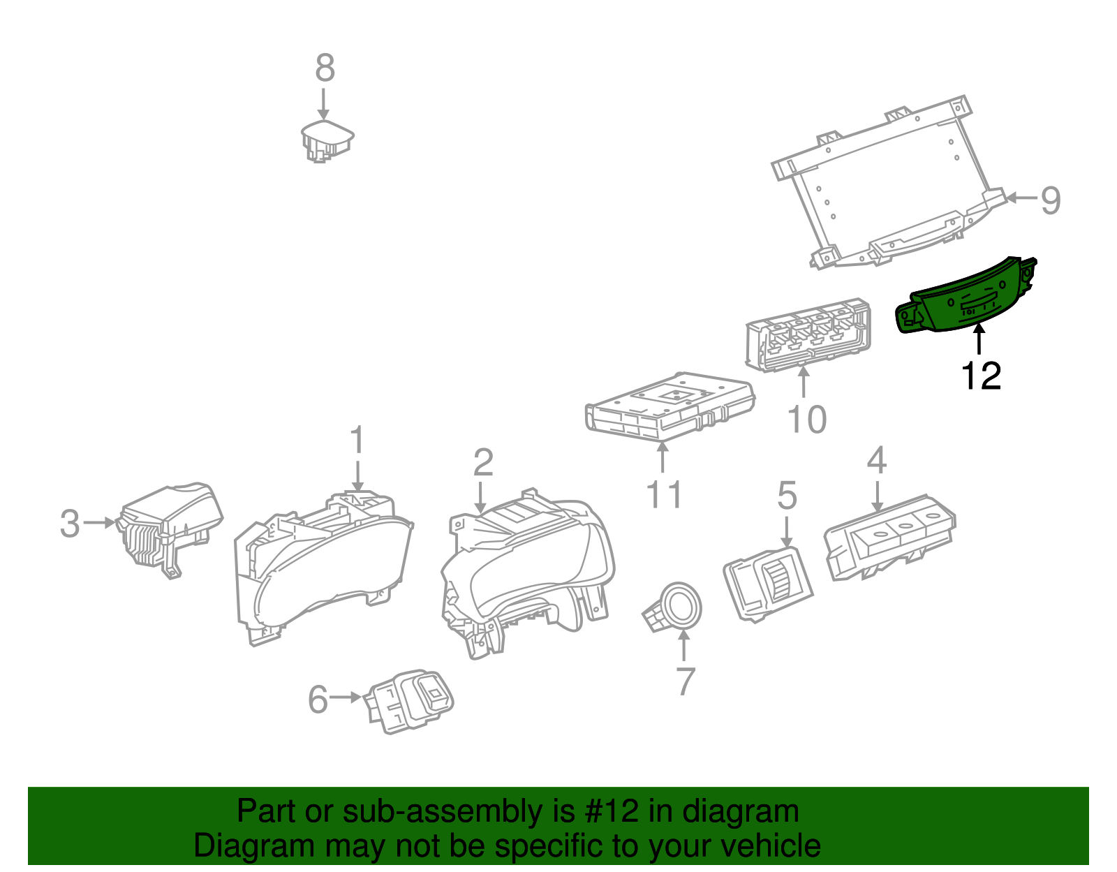 2016-2018 Cadillac CT6 Heating and Air Conditioning Control Panel ...