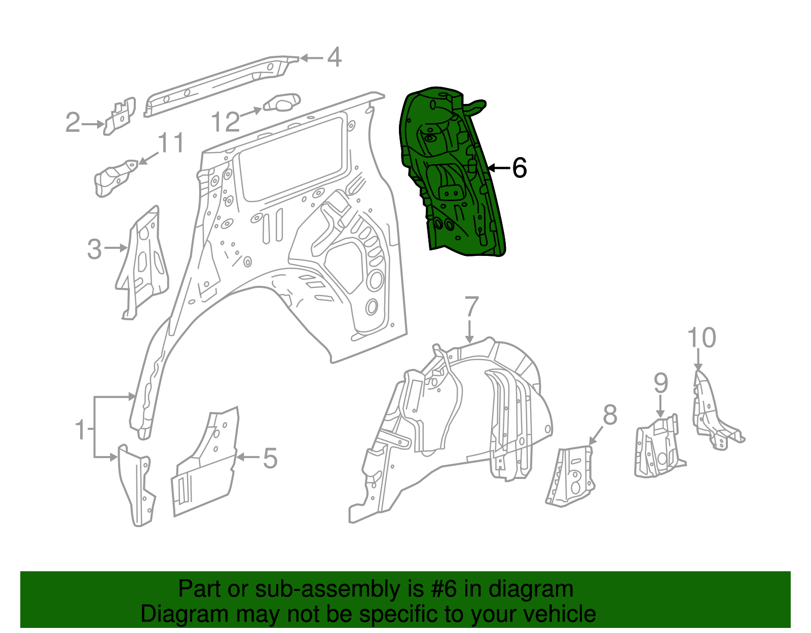 2017-2023 GMC Acadia Passenger Side Back Body Pillar Inner Upper Panel ...