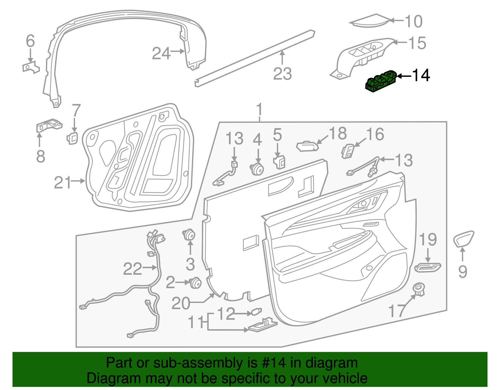 2017-2019 Buick LaCrosse Jet Black Front Door Window Control Switch ...