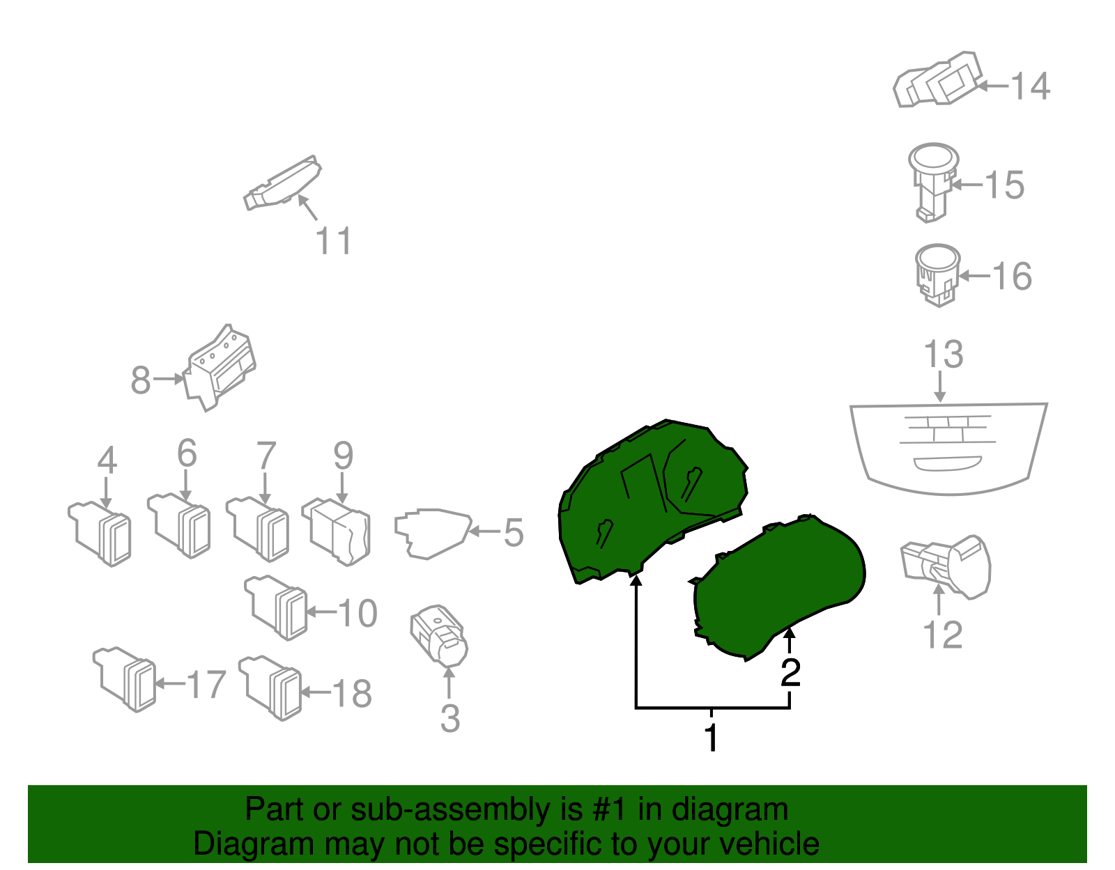 2019-2020 Nissan Rogue Cluster Assembly 24810-7FM2A | Nissan Parts Central