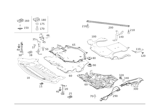 Engine Compartment Panelling, Gasoline Vehicles for 2012 Mercedes-Benz ...