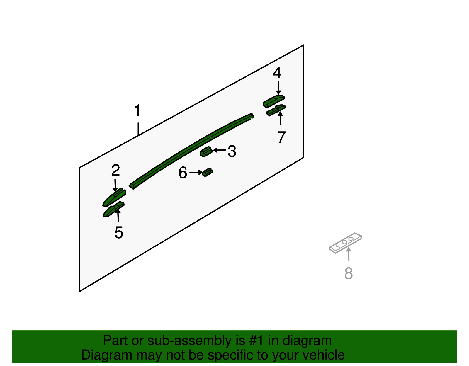 2002 Kia Rio 2002 Kia Rio - Roof Luggage Carrier Side Rail 0K34U-50T20B ...