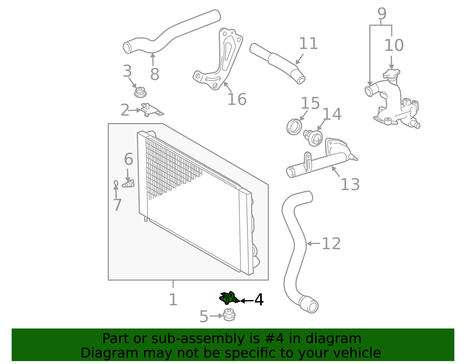 Genuine Official Toyota Radiator Lower Bracket part# 16506-0A040 for ...