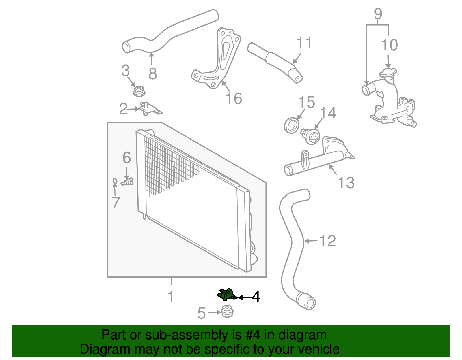 16506-0A040 - Radiator Lower Bracket - 2004 2005 Toyota Sienna | Nucar ...
