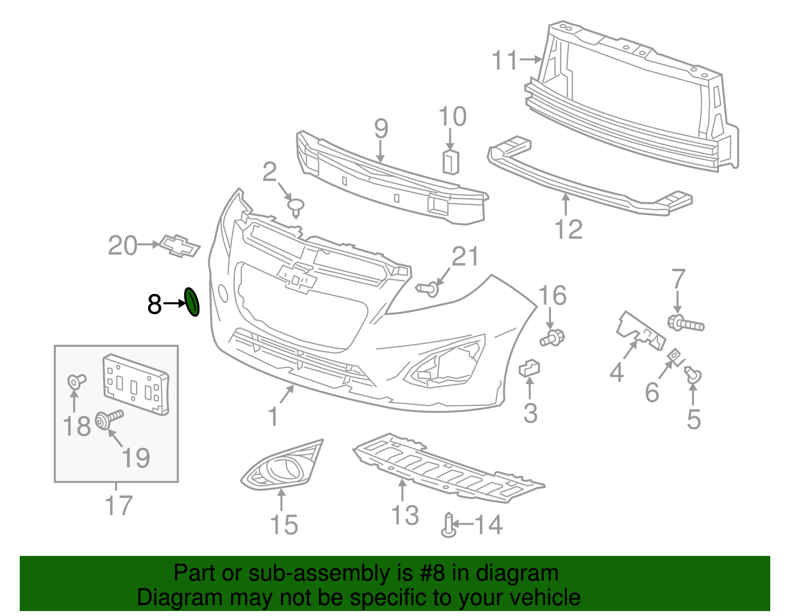 2013-2015 Chevrolet Spark Front Bumper Fascia Tow Eye Access Hole Cover ...