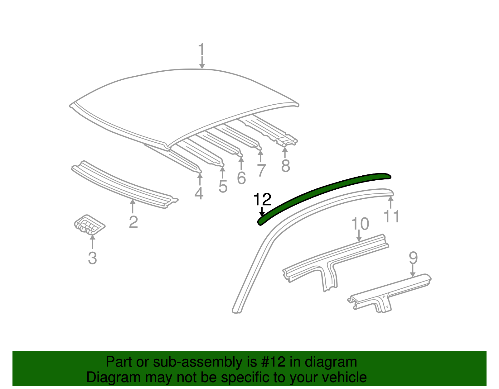 2000 Toyota Avalon 2000 Toyota Avalon - Roof Molding 75556-AC010-J0 ...