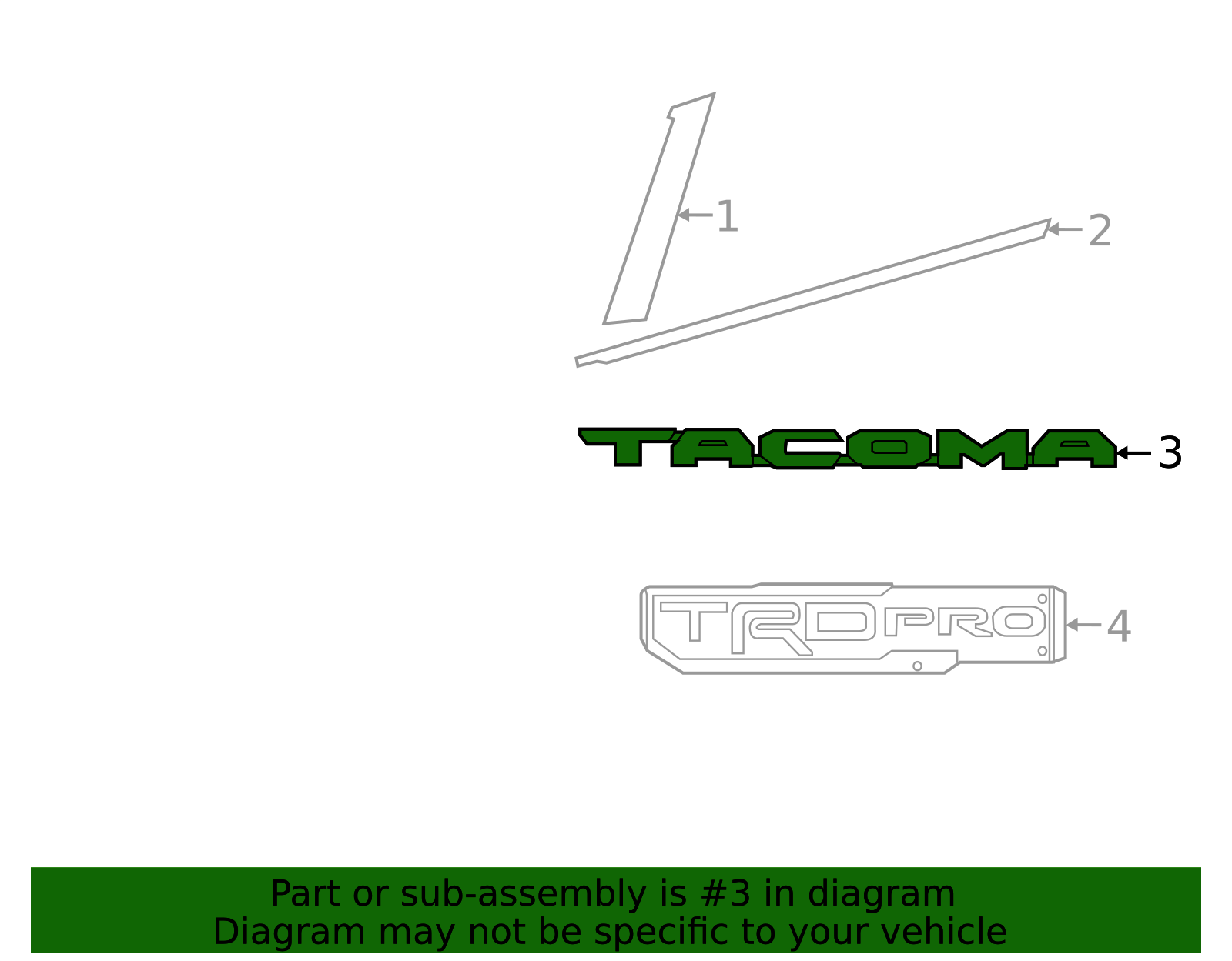 2021-2023 Toyota Tacoma Door Emblem 75428-04030 | Toyota Parts Center