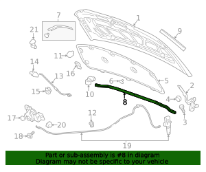 2012-2020 Chevrolet Sonic Hood Rear Weatherstrip 95212750 GM ...