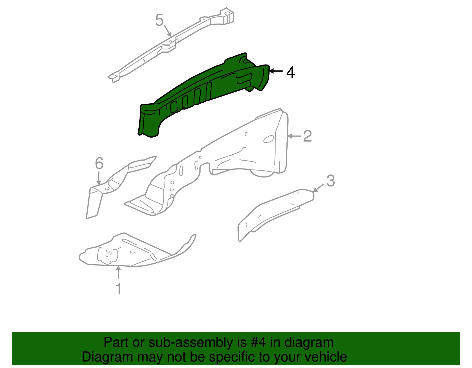 2002-2009 GM Driver Side Front Engine Compartment Upper Rail 12478029 ...