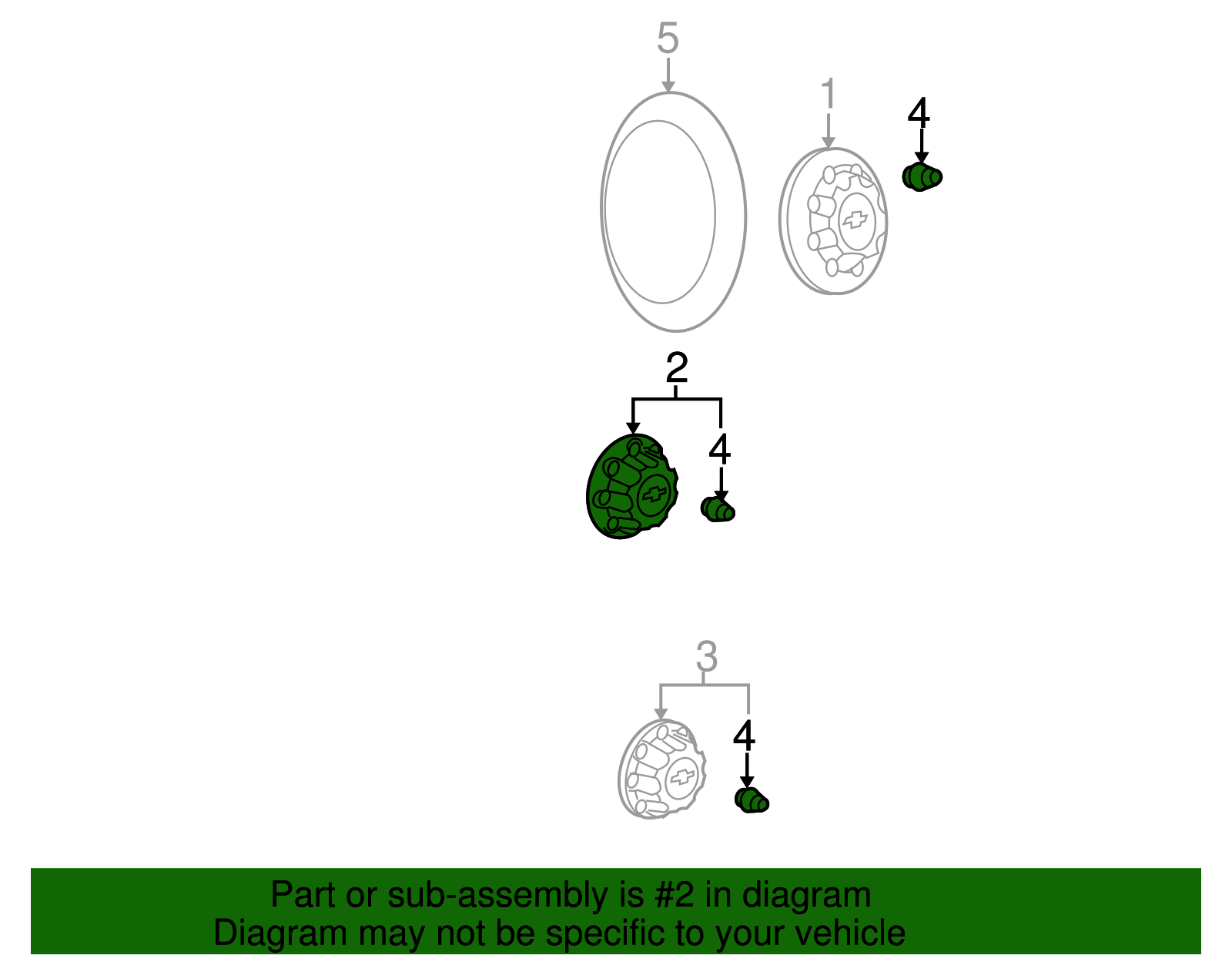 2007 Chevrolet Sparkle Silver Center Cap with Bowtie Logo 15727138 ...