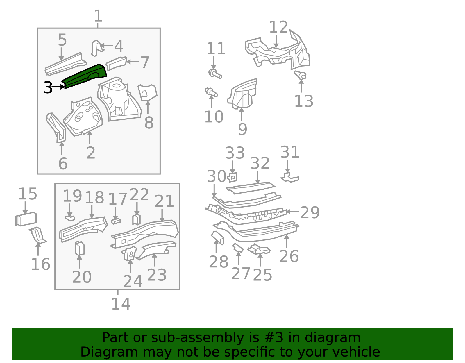 2008-2013 Toyota Highlander Fender Rail Reinforcement 53731-0E040 ...
