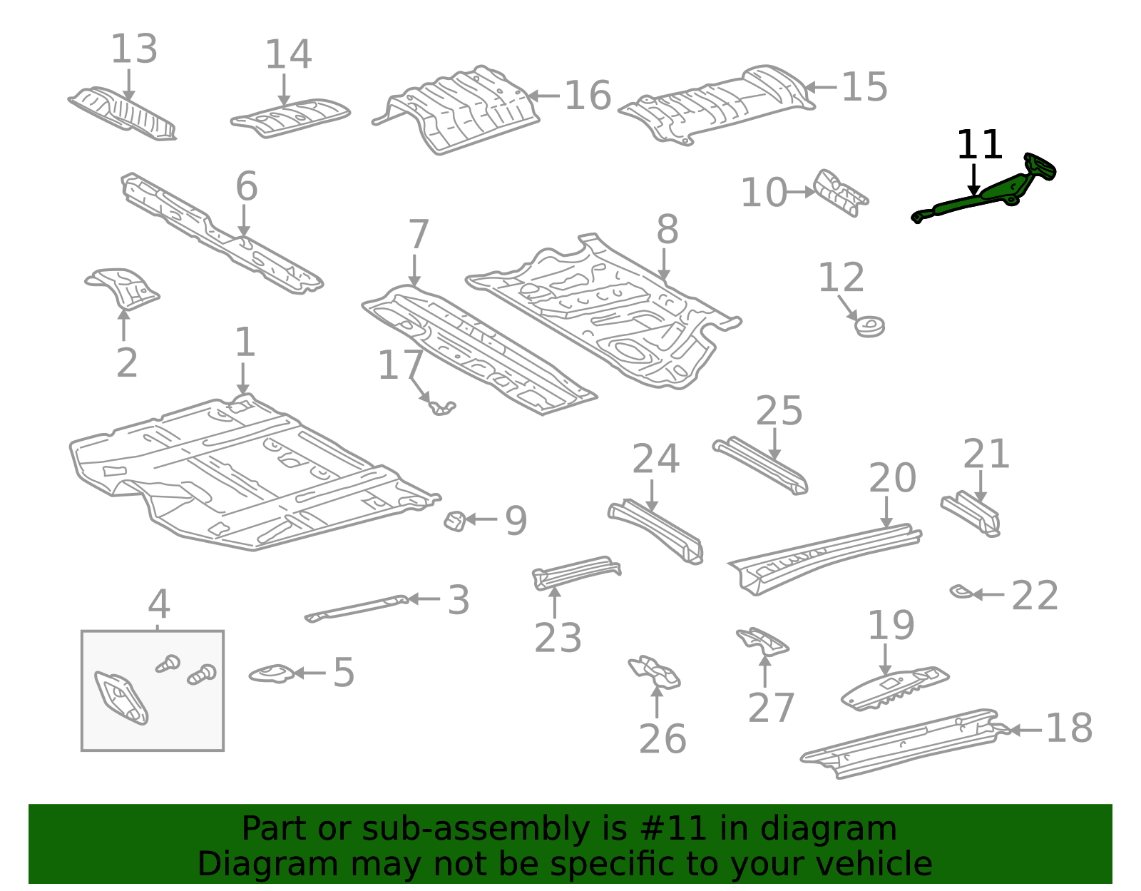 58204-0E010 - Floor Pan Reinforcement 2004-2007 Toyota Highlander ...