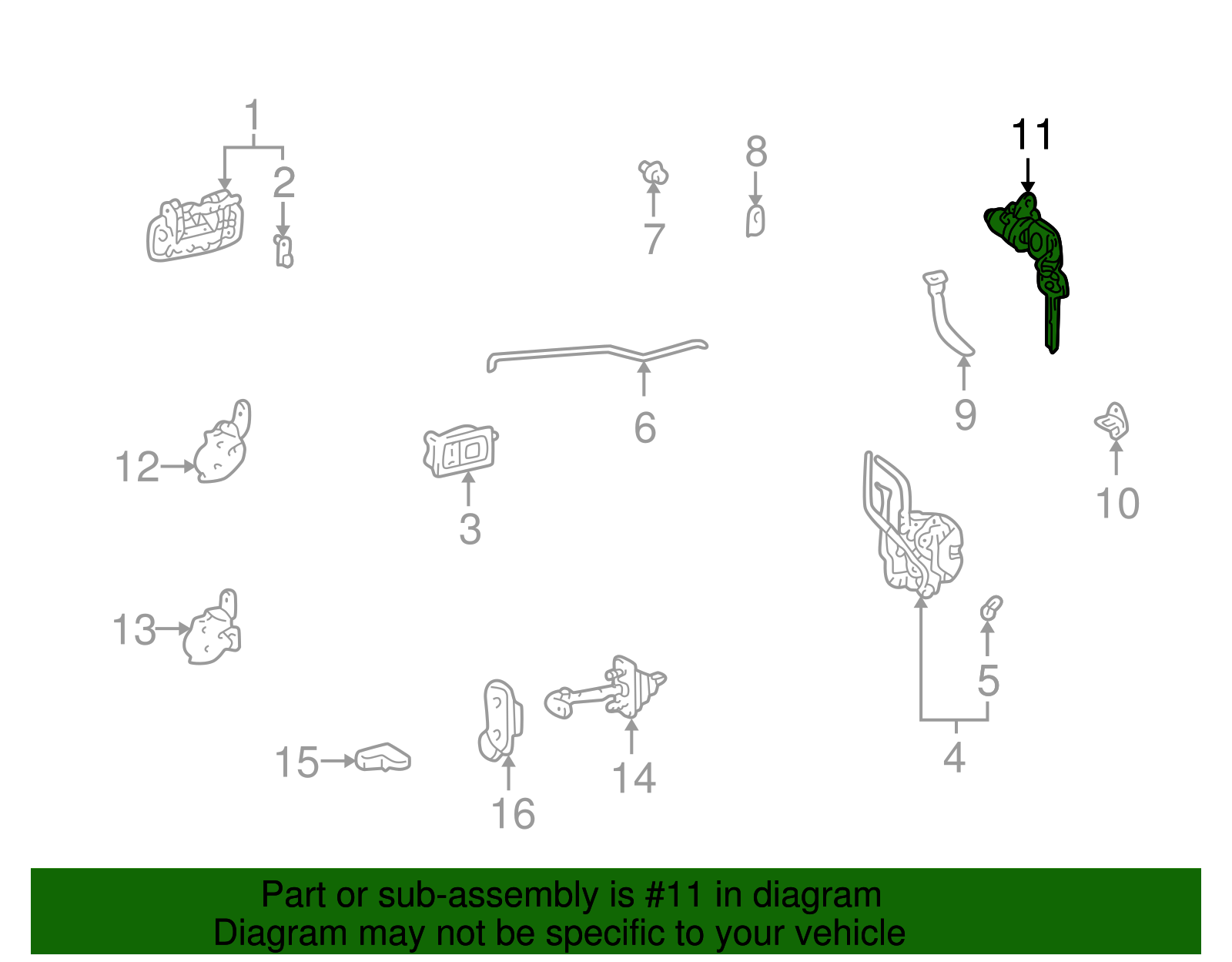 Toyota Parts Door Lock Cylinder (Left) 69052-35070 | Toyota Parts ...