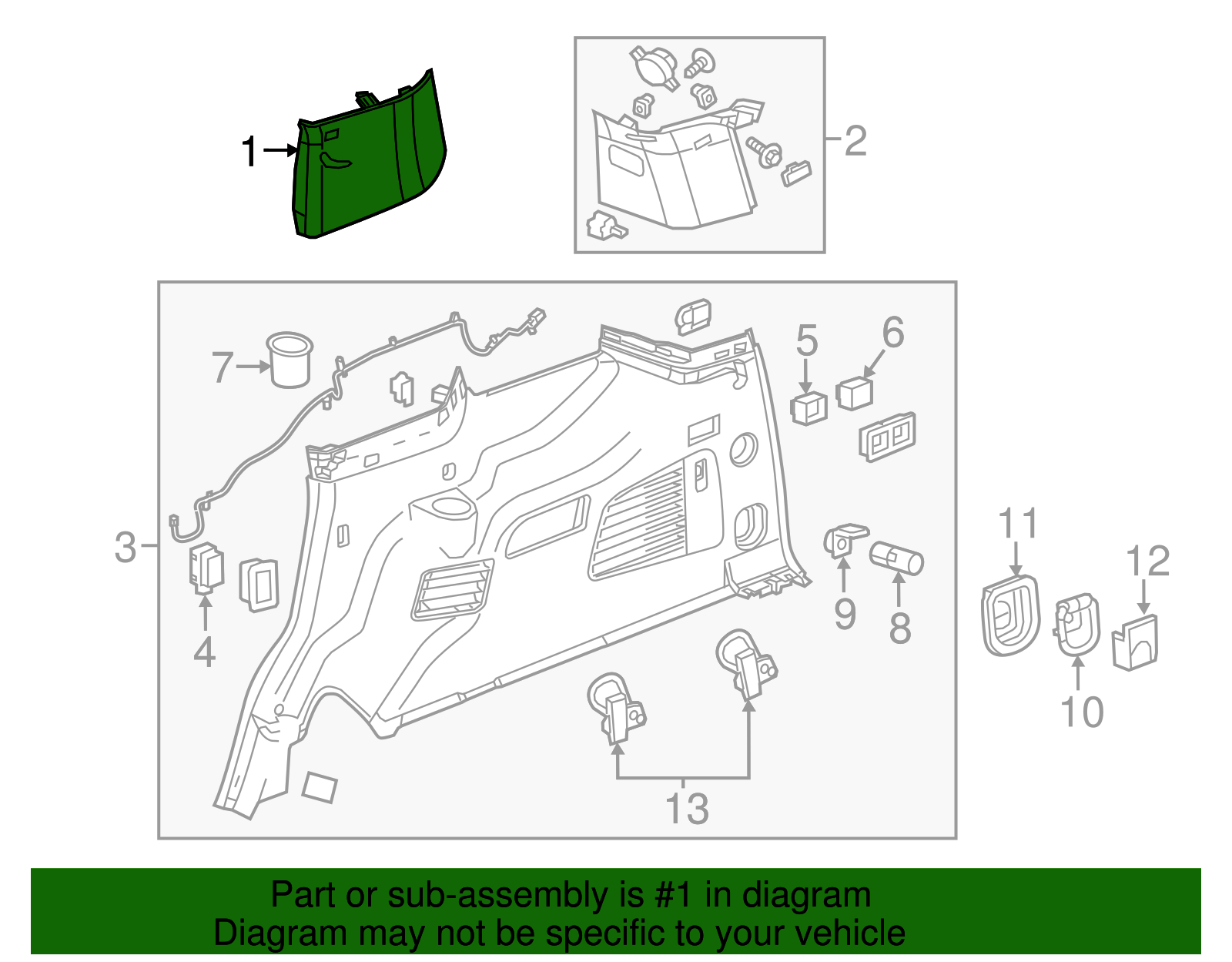 2015-2020 GM Light Ash Gray Passenger Side Body Lock Pillar Upper Trim ...