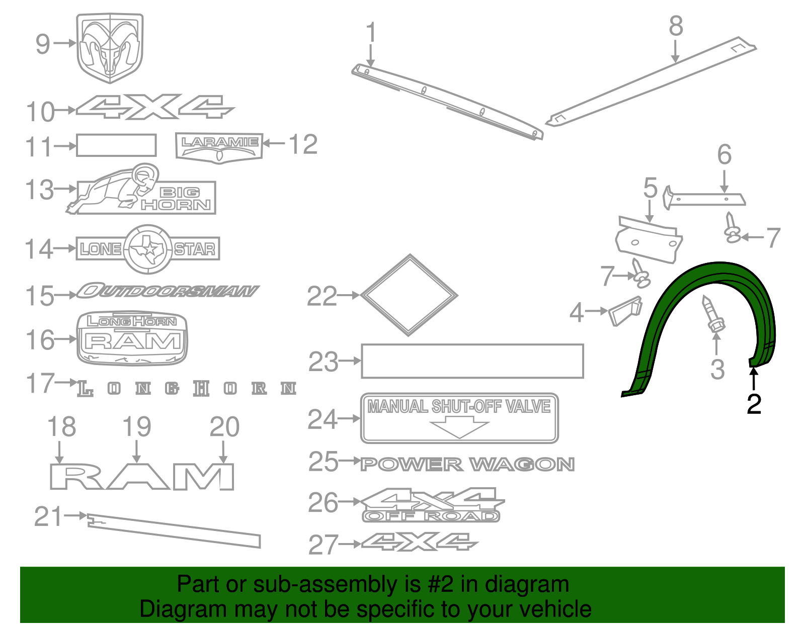 1TD45TZZAG - OEM Wheel Opening Flare Molding, Left Rear For 2012-2024 ...