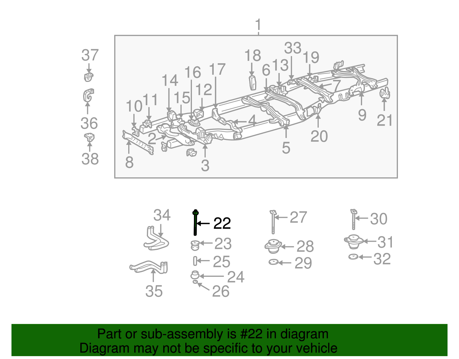 52217-0C060 - Body Mount Cushion Bolt - 2000-2007 Toyota | OEM Genuine ...