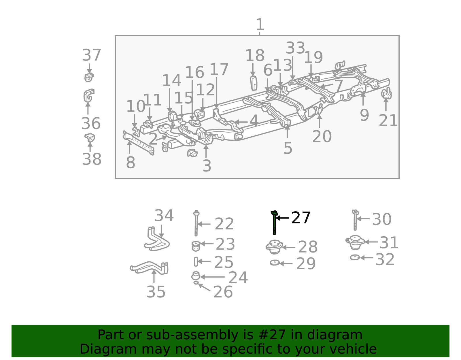 2000-2007 Toyota Body Mount Cushion Bolt 52217-0C070 | Toyota Parts Center