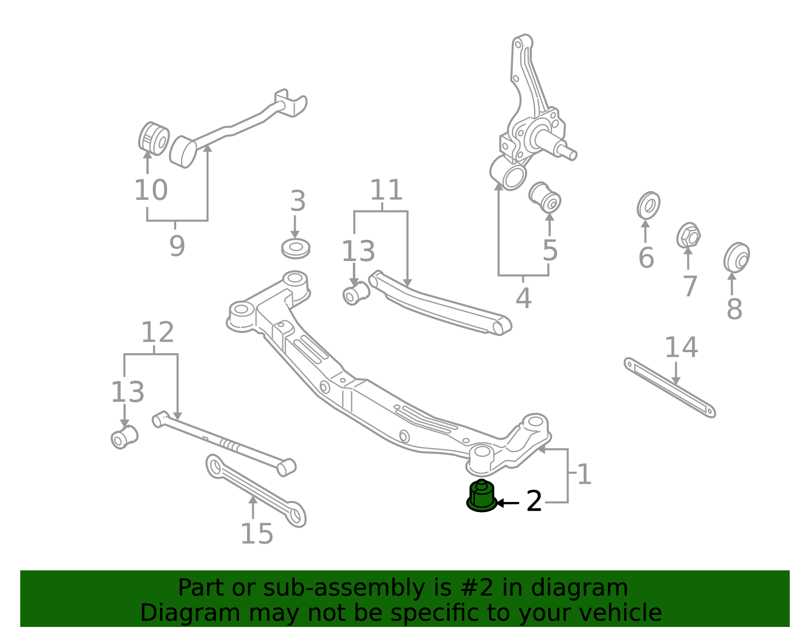 2005-2009 Hyundai Tucson Suspension Cross-Member Assembly Bushing 55456 ...