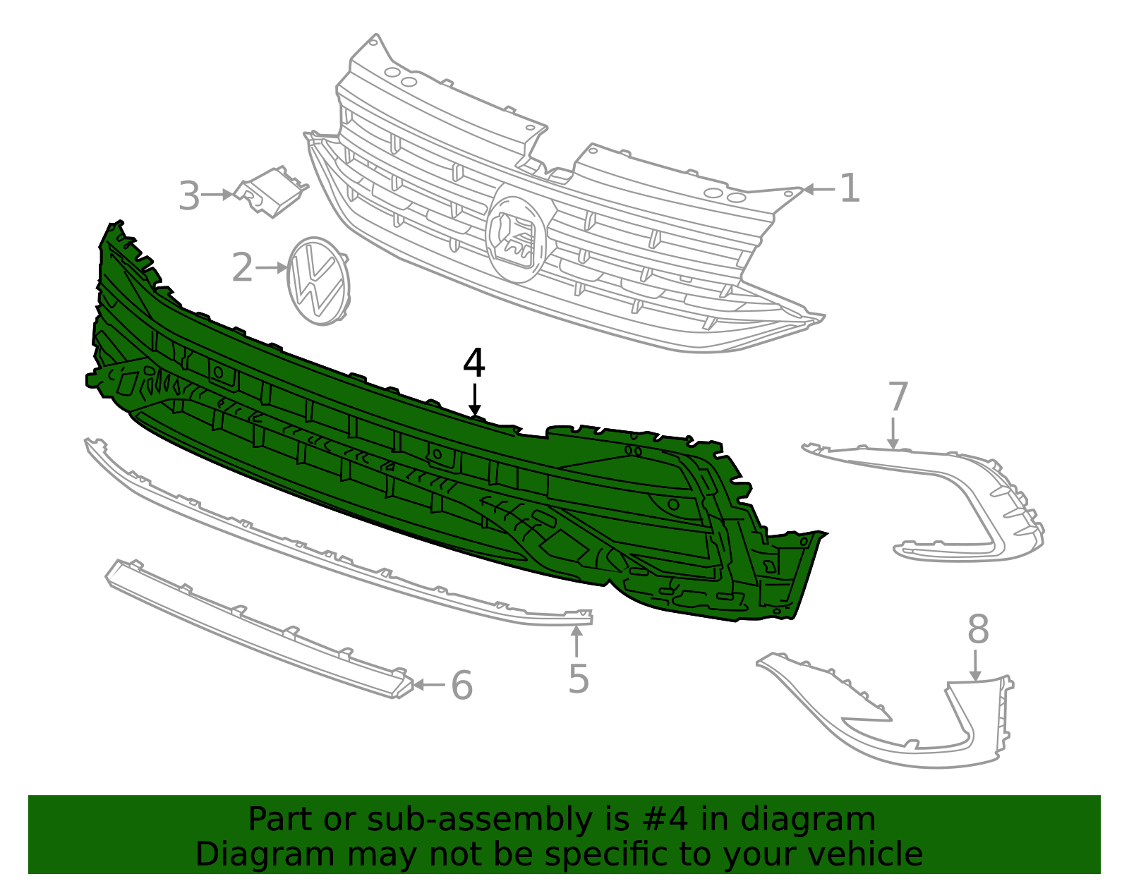 2022-2024 Volkswagen Tiguan Lower Grille 5NN-853-671-K-041 | OEM Parts ...