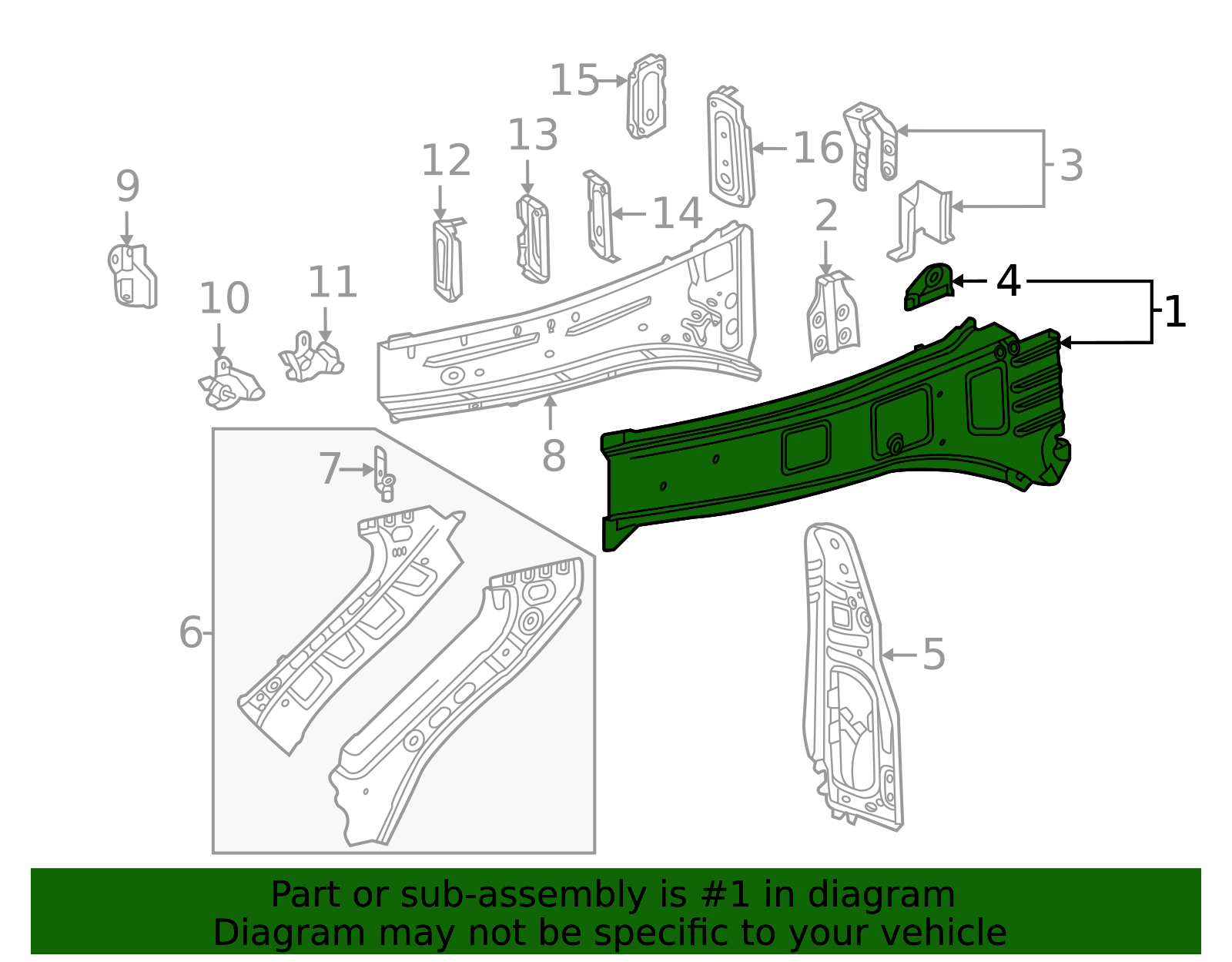 84524013 - 2020-2025 GM - Driver Side Front Compartment Upper Side Rail ...