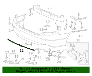 71512-TVA-A00 - 2018-2022 Honda Accord - Garnish Rear Bumper (Lower ...